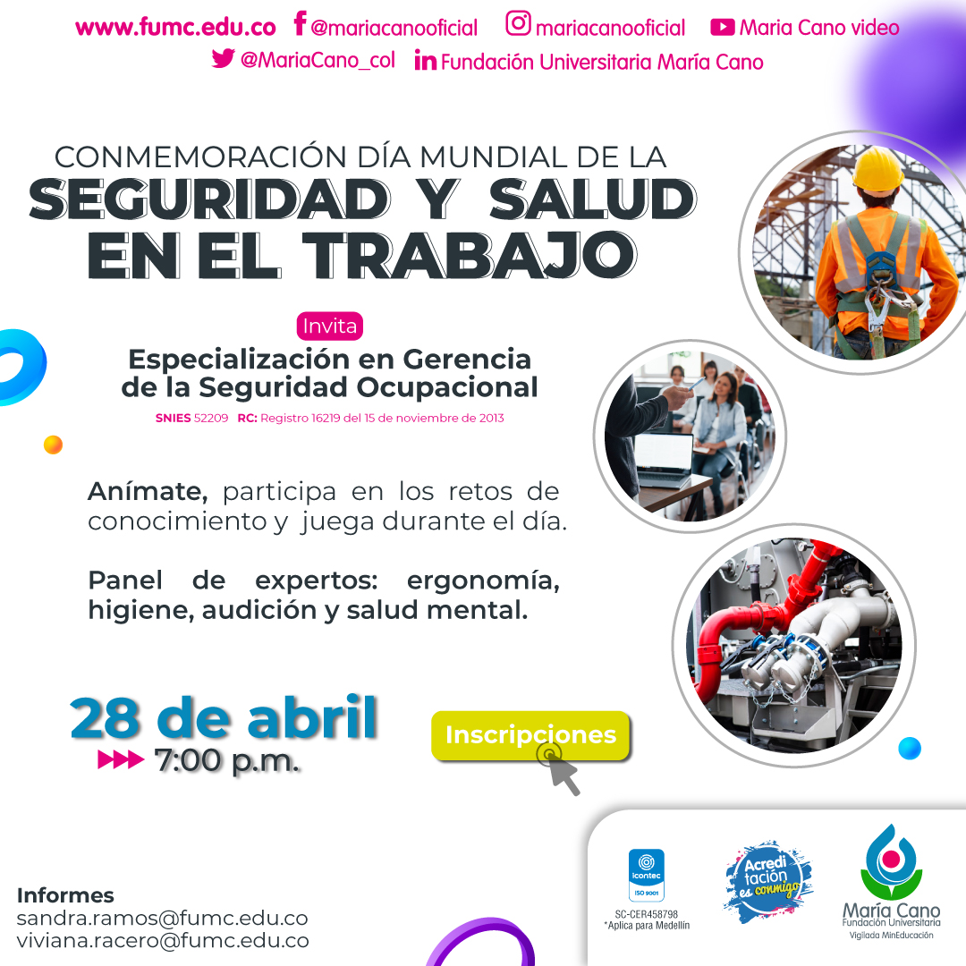 Conmemoración Día Mundial de la Seguridad y Salud en el Trabajo - Maria ...