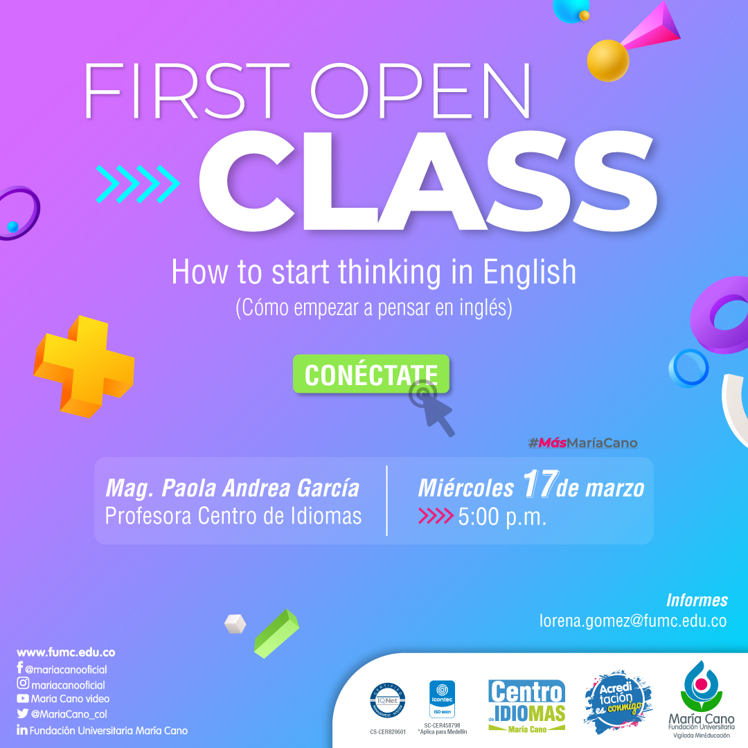 Inglés: First Open Class - Maria Cano